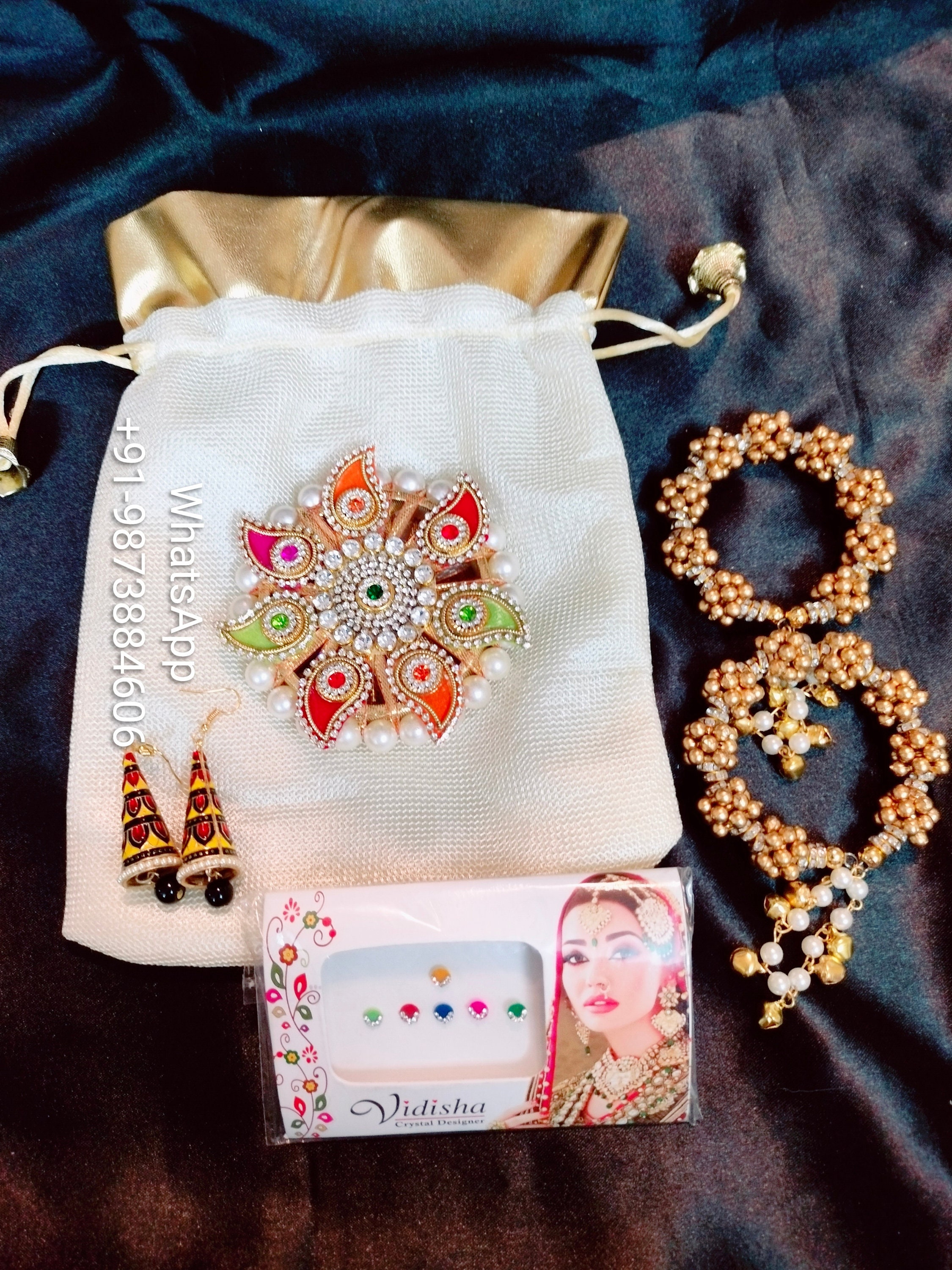 NEWLY LAUNCHED Combo Set of Bangles ,potli,earings , Bindi for Sangeet ...