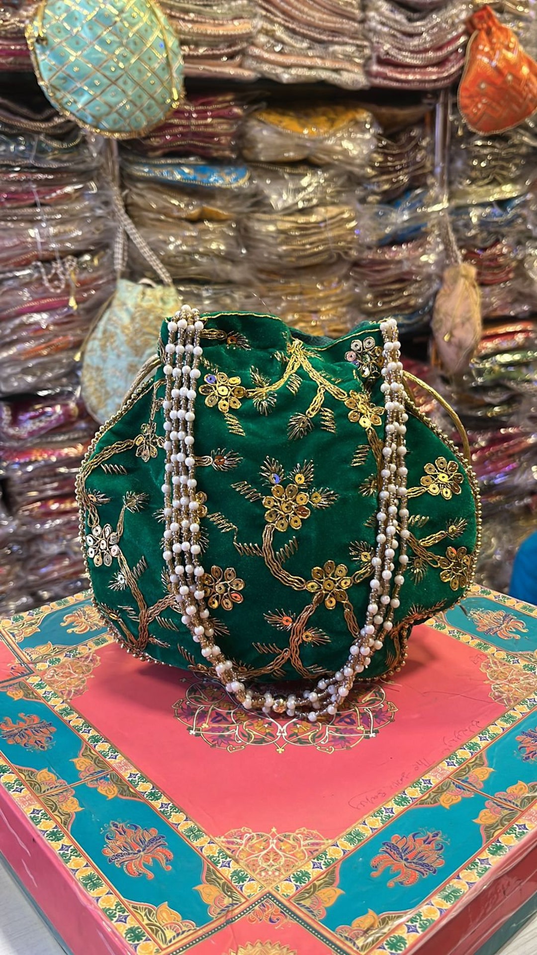 Lot of 10-200 Wedding Favor Floral Zari Work Clutch Purse Potli Bag ...