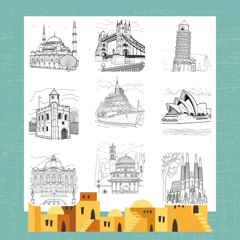 Around the World: 42-page Coloring Adventure for School-aged Kids - Etsy