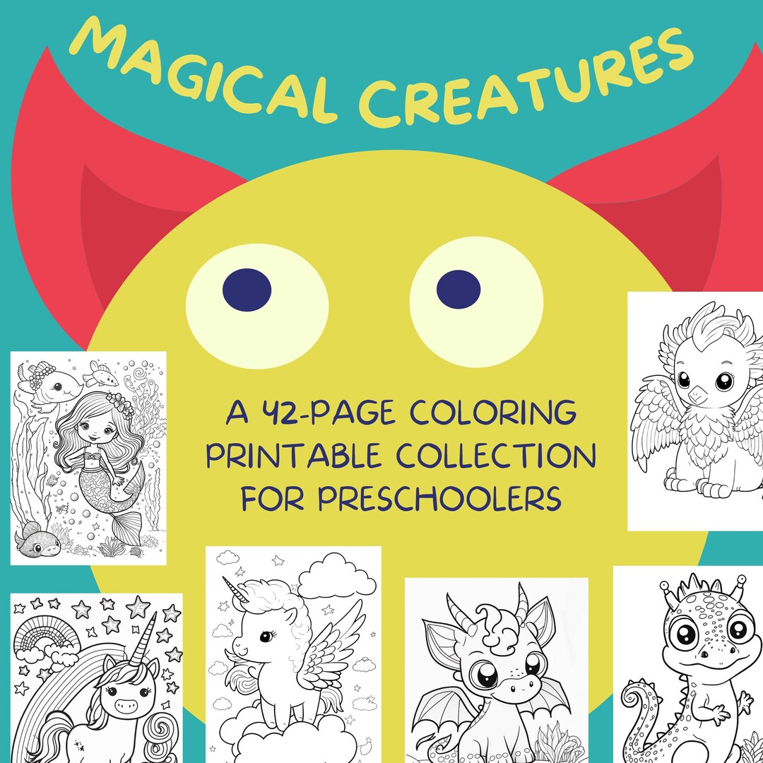 42 Magical Creatures: A Coloring Printable Collection for Preschoolers ...