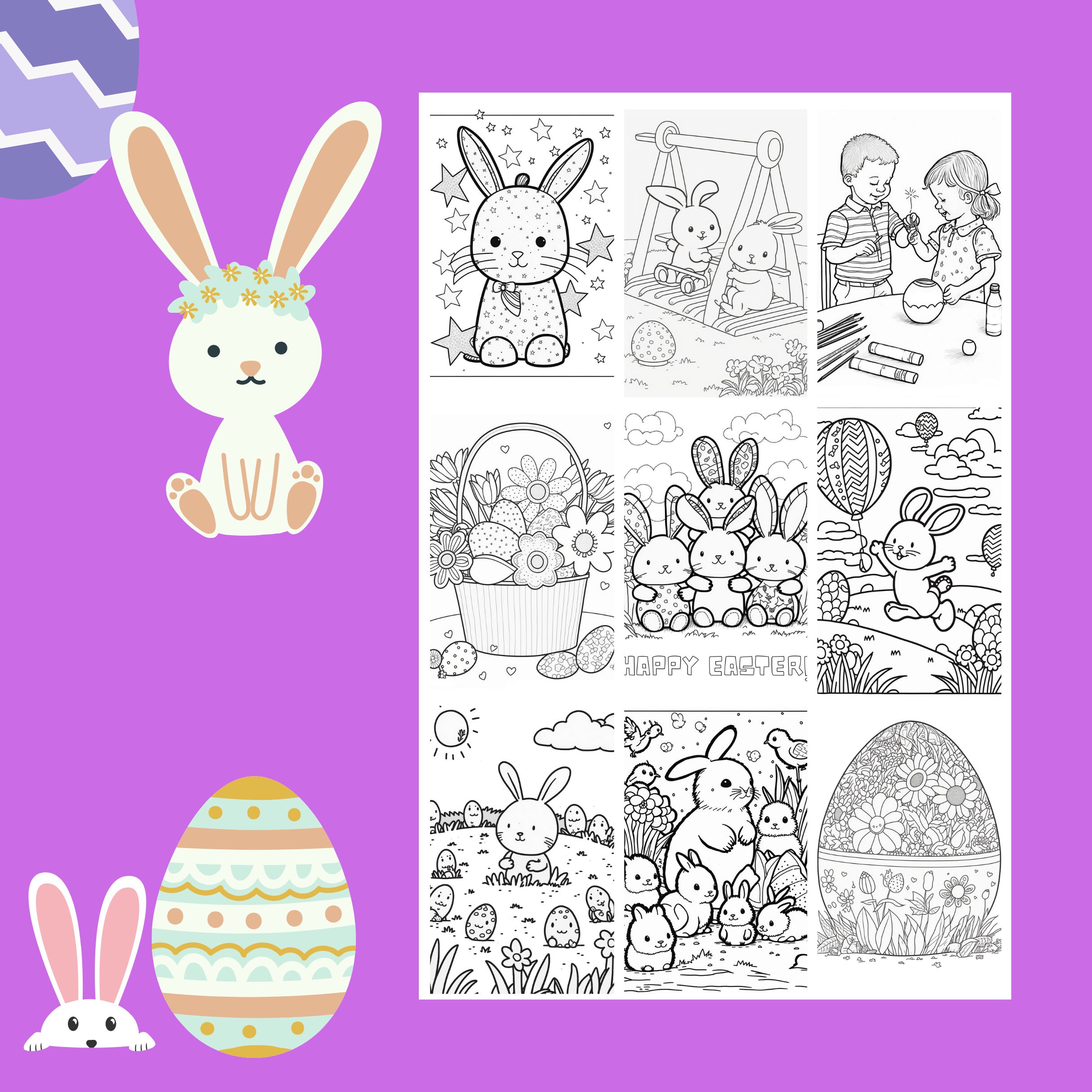 Easter Fun: 42 Coloring Printables for Kids Professionally Created and ...