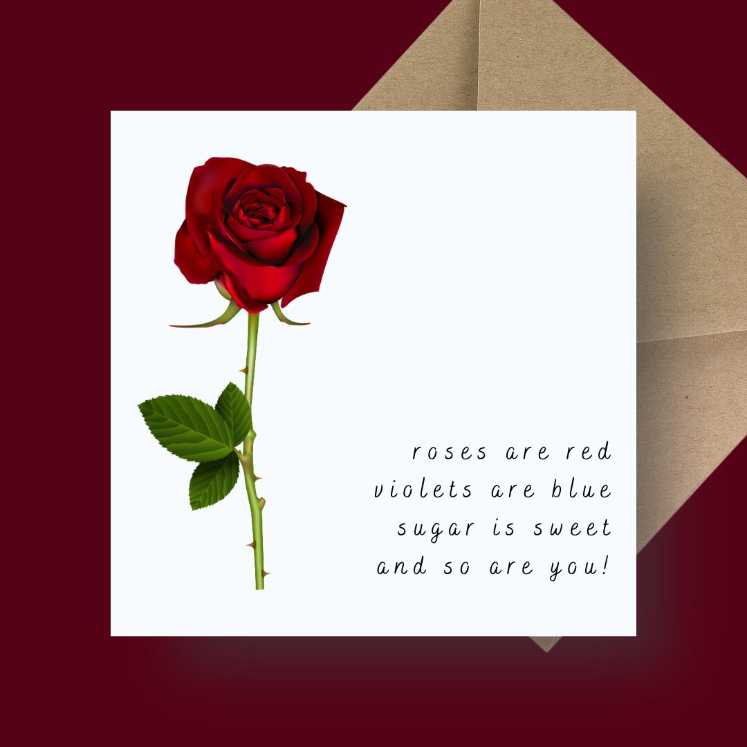 Roses Are Red... Valentine's Day Greetings Card - Etsy UK