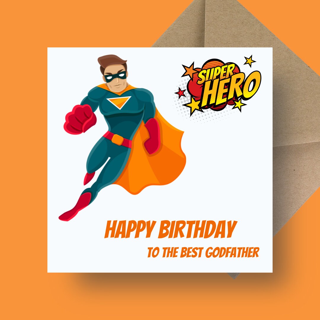 Superhero Godfather Birthday Card for the Best Godfather Hero Themed - Etsy
