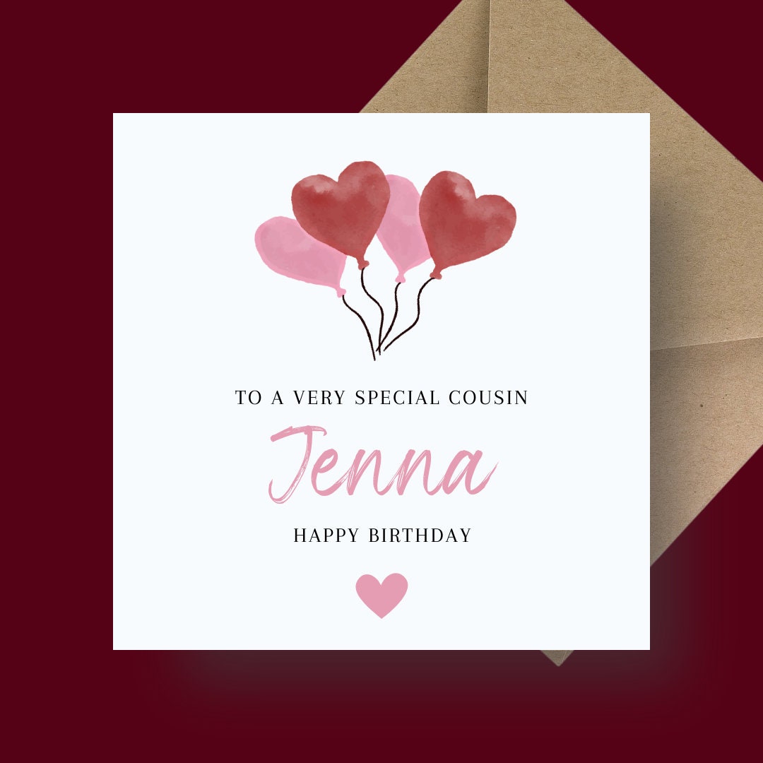 Special Cousin Card - Happy Birthday Cousin - Personalised Pink Card ...