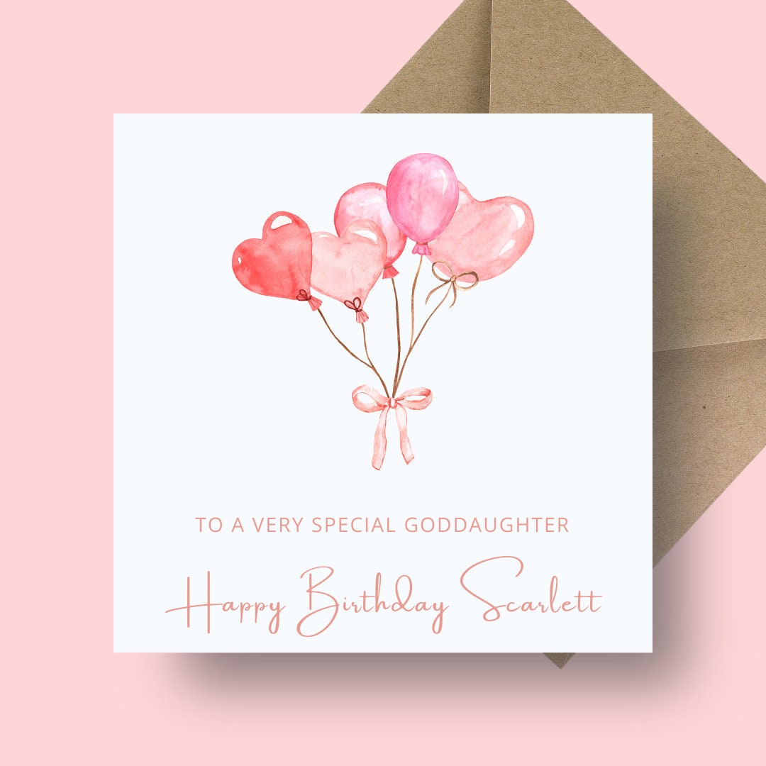 Special Goddaughter Card Happy Birthday Goddaughter Personalised Pink ...