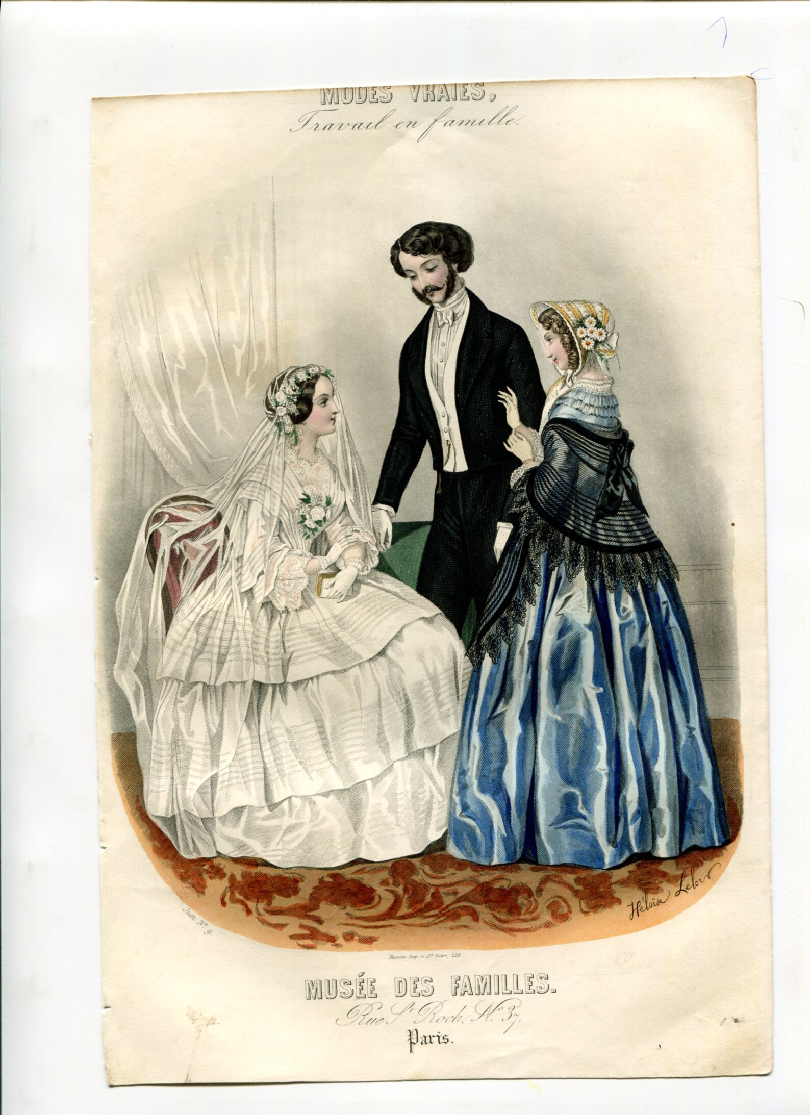Antique Lithography 1860s Women & Man Fashion Print - Vintage Victorian ...