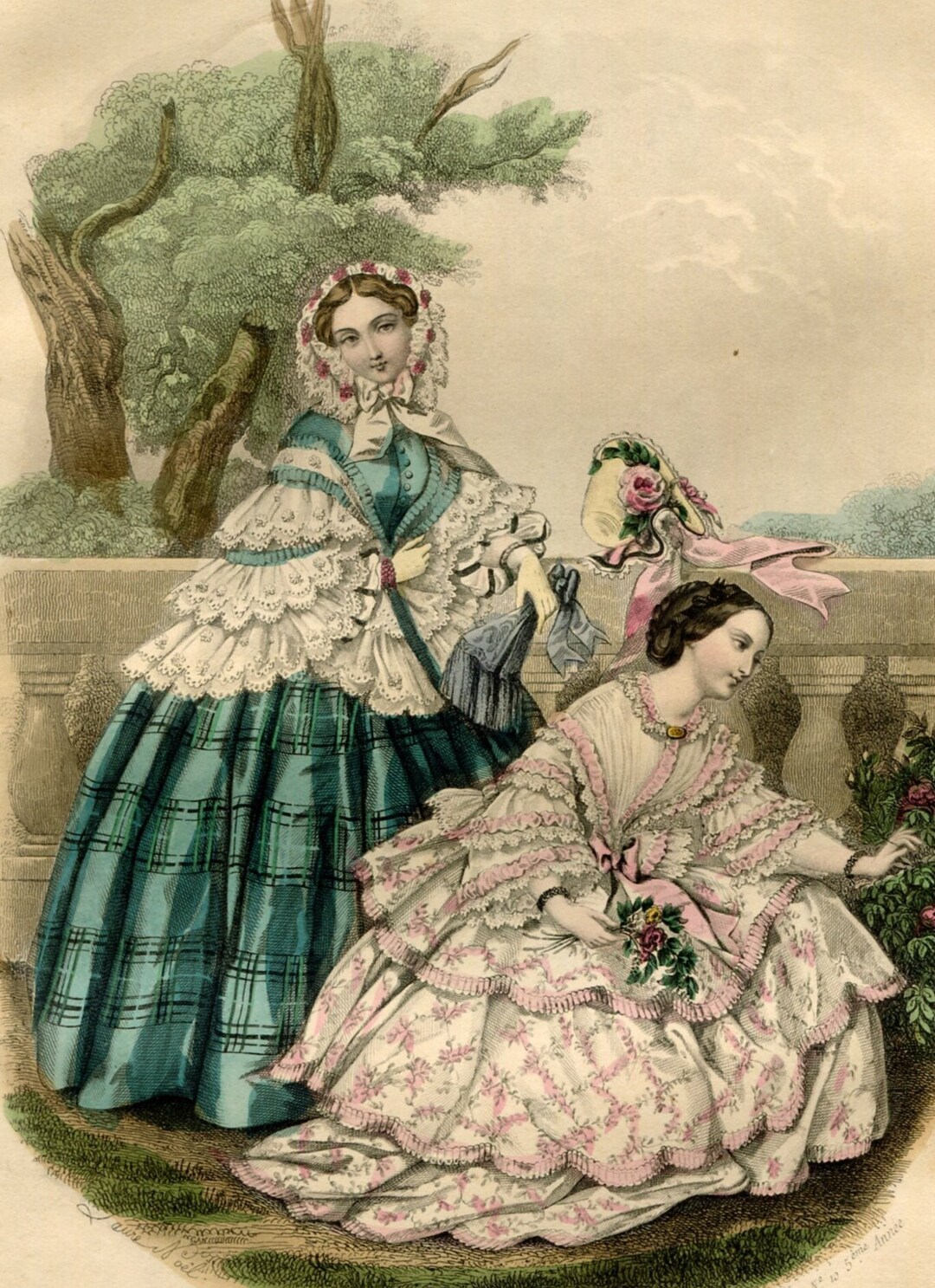 Antique Lithography 1860s Women Fashion Print Vintage Victorian Art - Etsy