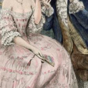 Antique Rococo Illustration Elegant Courting Scene 19th Century French ...