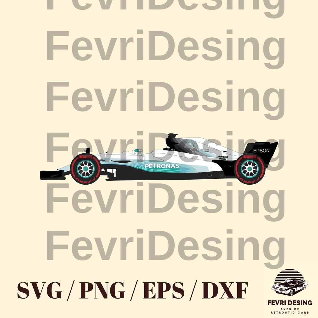 F1 Mercedes AMG Petronas Car, Racing Car Drawing Svg, Eps, Dxf, Png ...