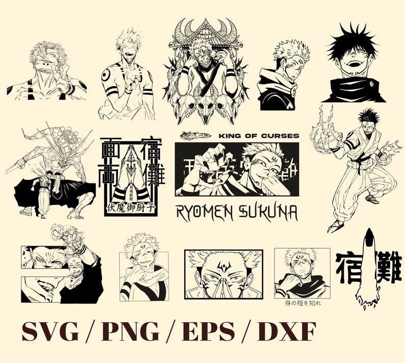 Jujutsu Kaisen SVG Bundle, Anime SVG, Svg-png Manga SVG, Cut File Gojo ...