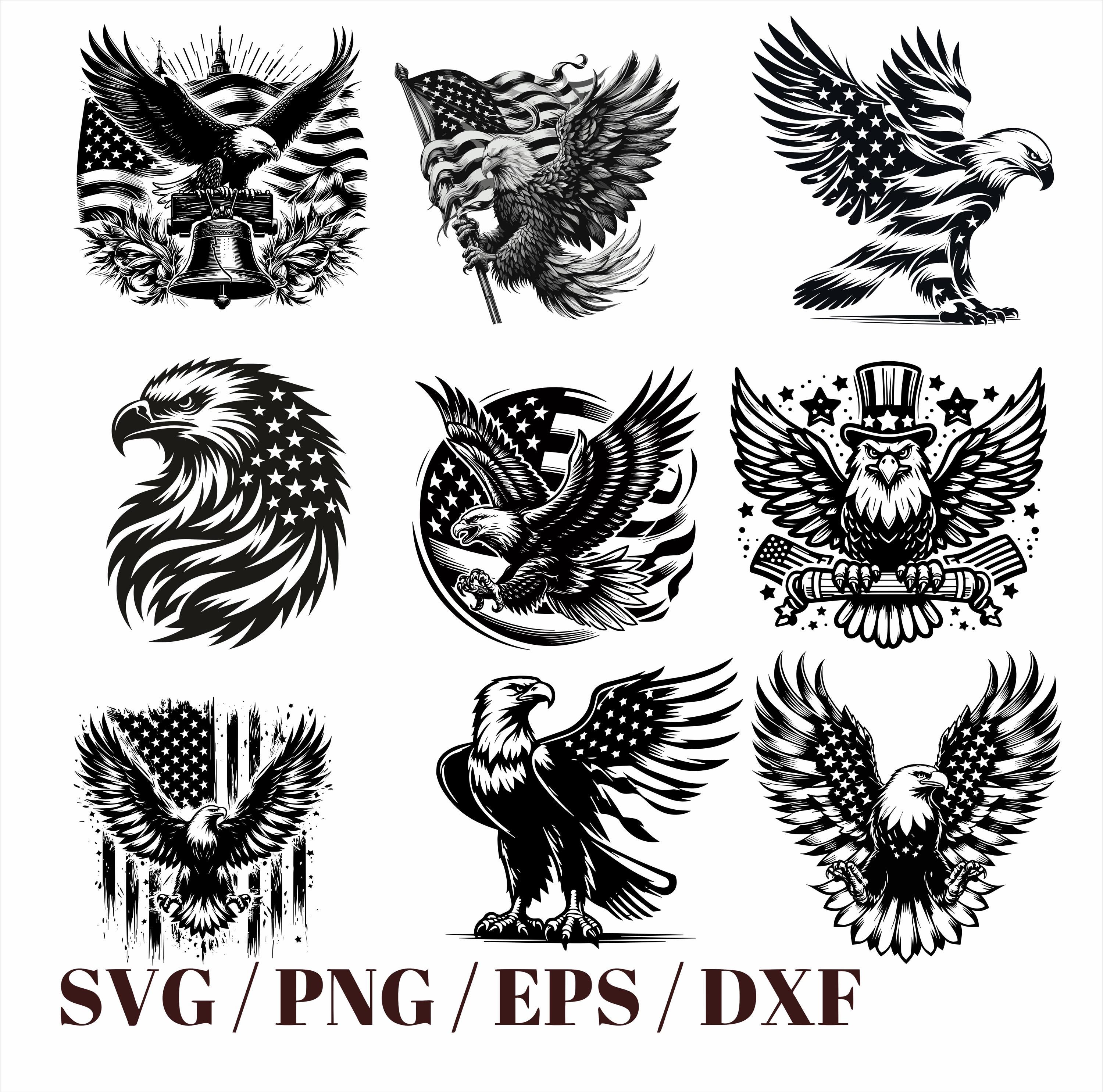 Eagle Svg Bundle, Eagle Clipart, Flaying Eagle Svg, Eagle Cut File for ...