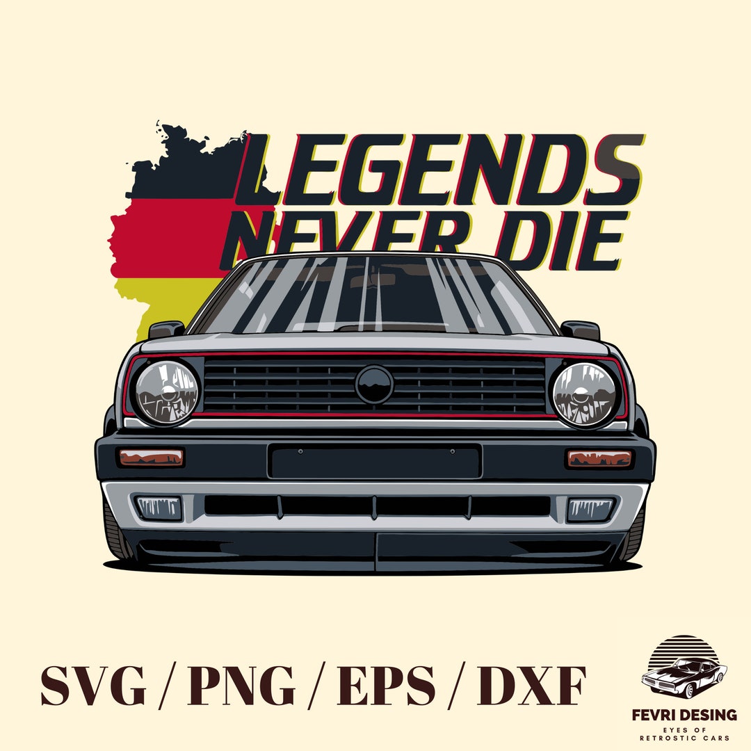 Volkswagen Golf MK2 svg, dxf, eps, png rétro, impression de dessin d ...