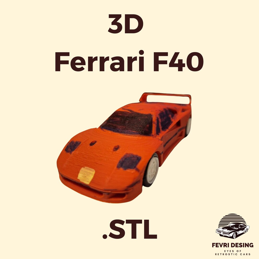 3D Ferrari F40 Model STL File Printable Classic Italian Sports Car ...