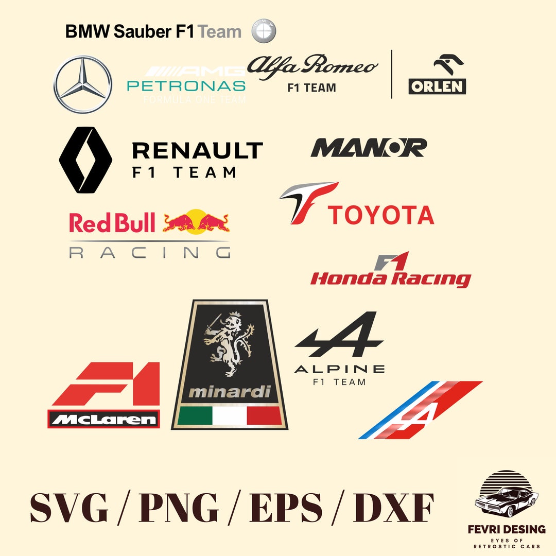 13 F1 Team Logos | Svg, Dxf, Eps, Png | Formula 1 Wall Art for Racing ...