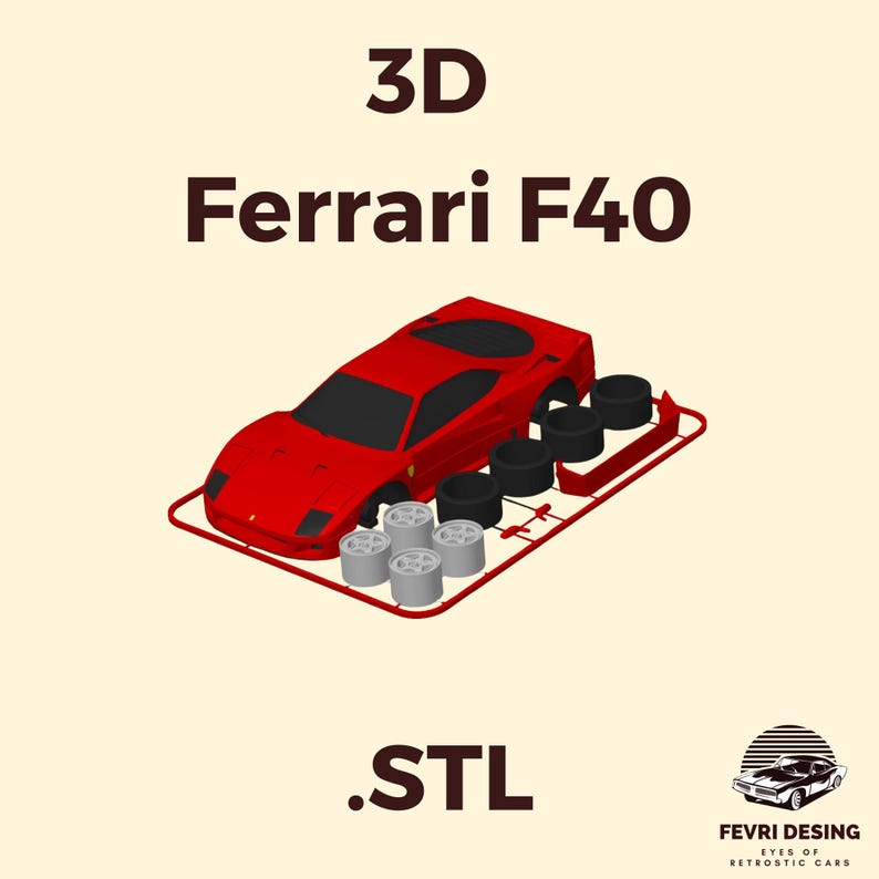3D Ferrari F40 Model STL File Printable Classic Italian Sports Car ...