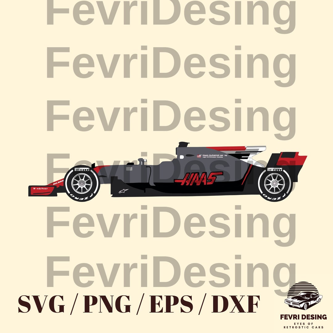 F1 Haas Formula 1 Car, Racing Car Drawing Svg, Eps, Dxf, Png High ...