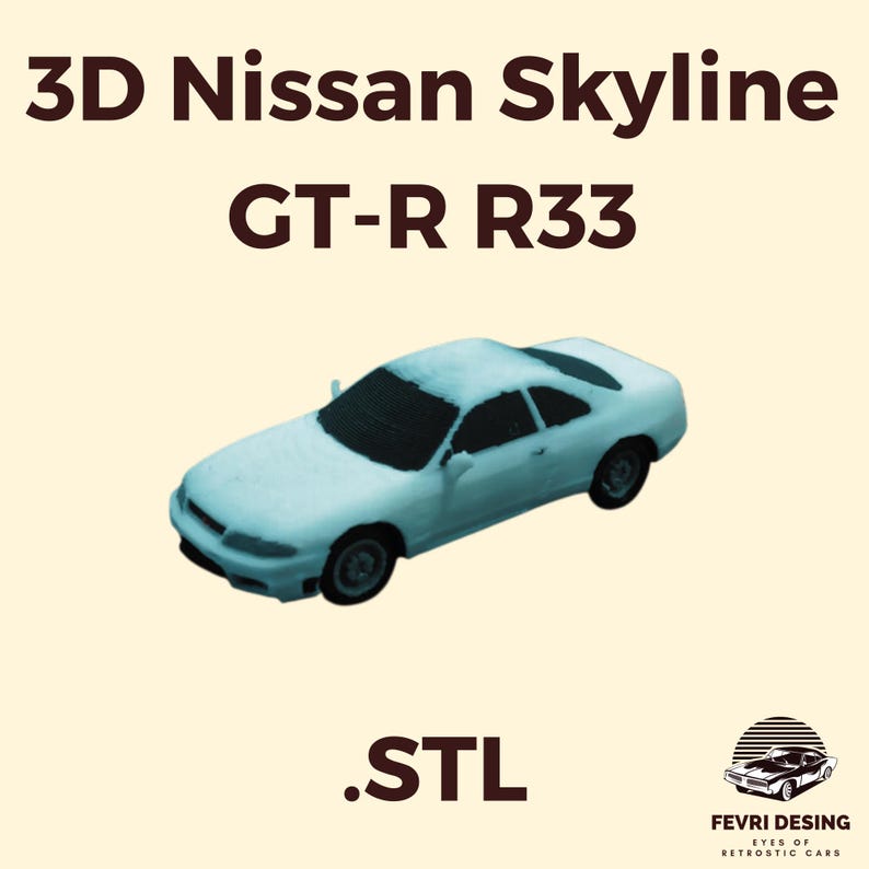 3D Nissan Skyline GT-R R33 Model STL File Printable Iconic Japanese ...