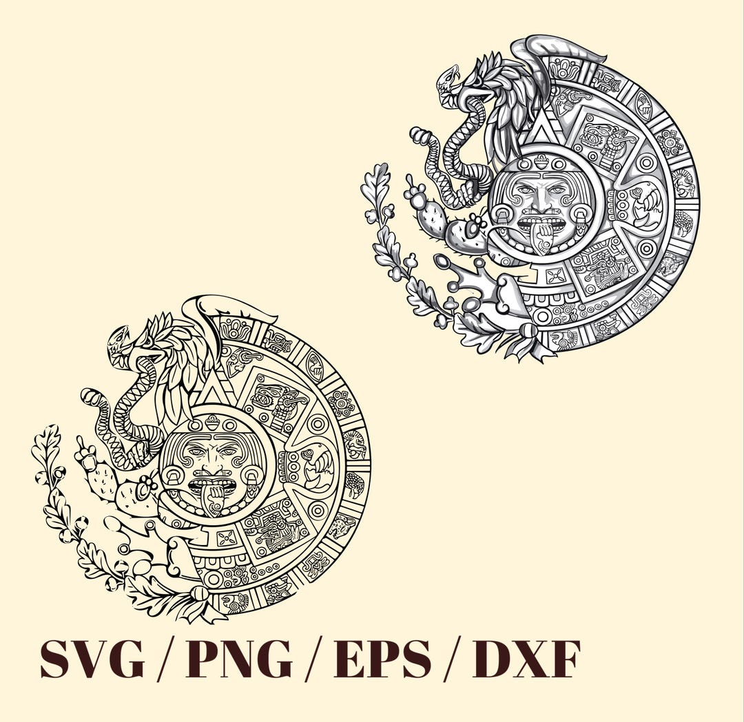 Aztec Calendar SVG | Intricate Mayan Calendar PNG, Eps, DXF ...