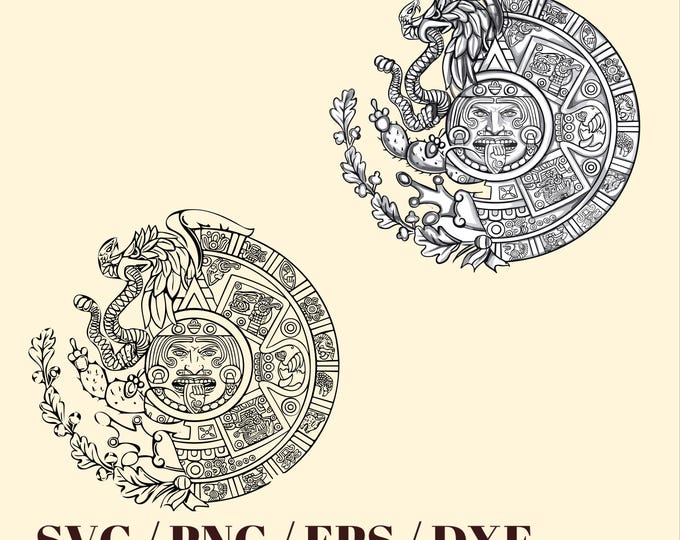 Calendario azteca SVG / Calendario maya intrincado PNG, Eps, DXF ...