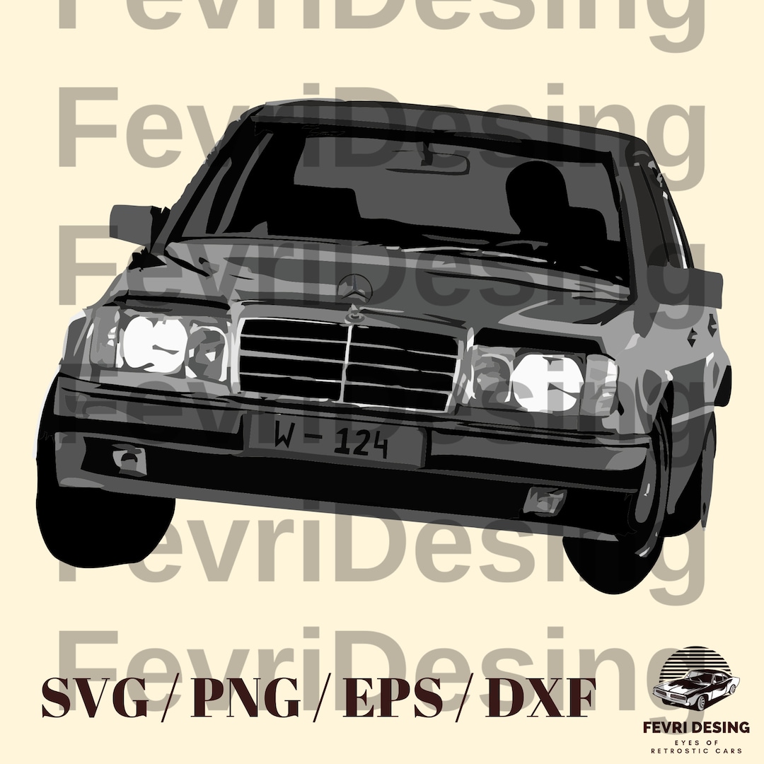 Mercedes Benz W124 Car Design Svg, Dxf, Eps, Png Classic Car Wall Art ...