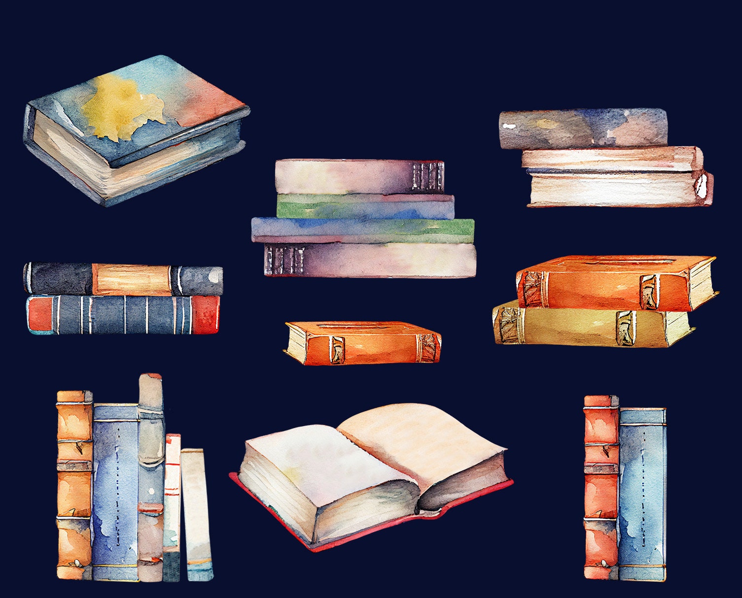 Books Watercolor Clipart. Watercolor Lighthouse Illustration. Nautical ...