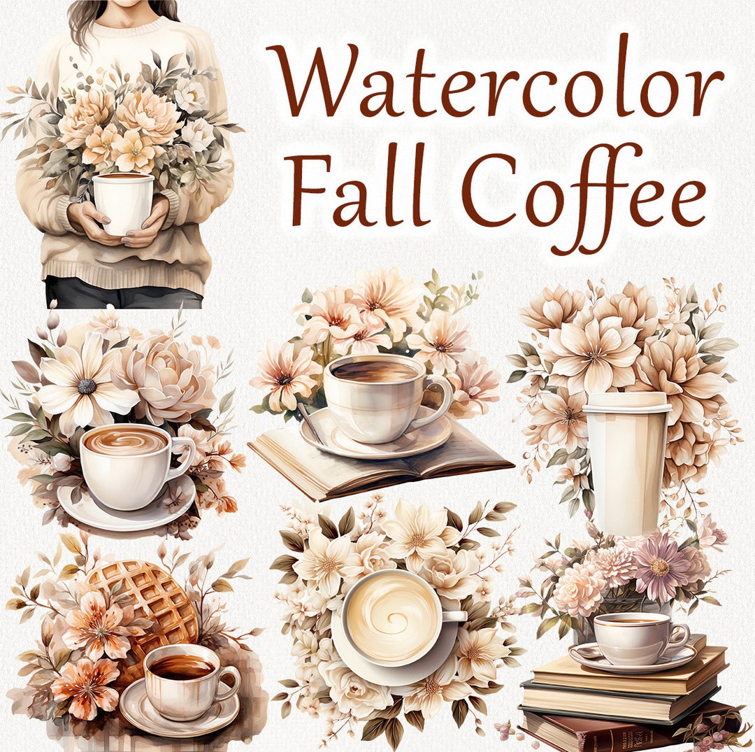 Autumn Coffee Clipart. Watercolor Cozy Coffee Illustration. Fall Decor ...