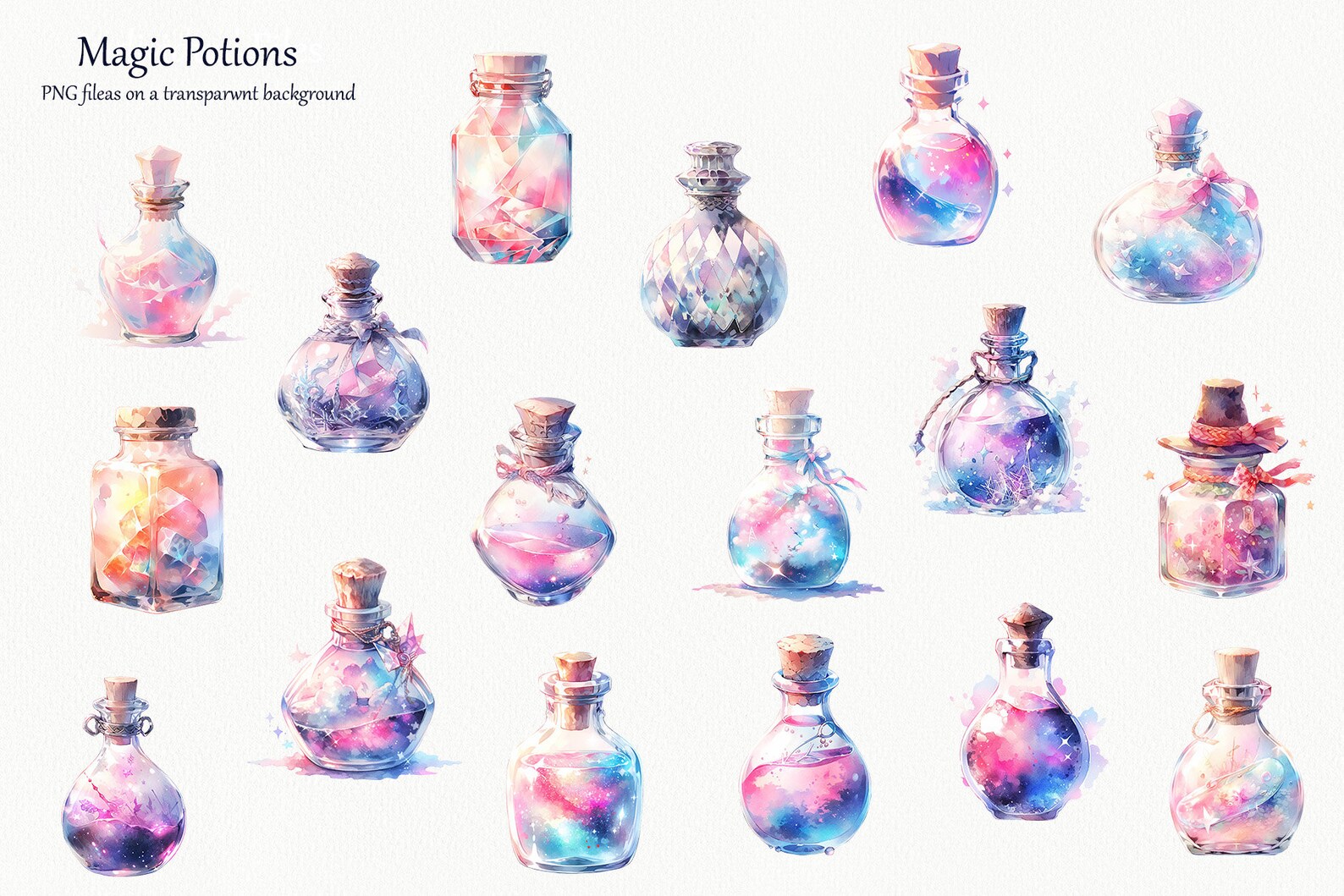Watercolor Magic Potions Clipart. Potions Clipart. Alchemy - Etsy