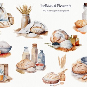 Baking Watercolor Clipart. Bread Clipart. Baking Supplies Illustration ...