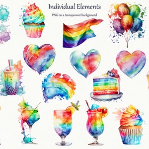 Rainbow Watercolor Clipart. Watercolor Pride Clipart. Watercolor ...