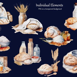Baking Watercolor Clipart. Bread Clipart. Baking Supplies Illustration ...