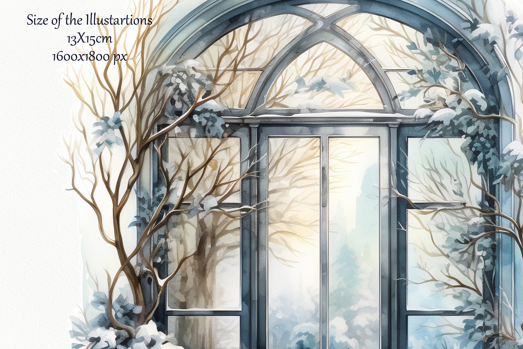Winter Windows Clipart. Watercolor Winter Windows Illustration. Winter ...