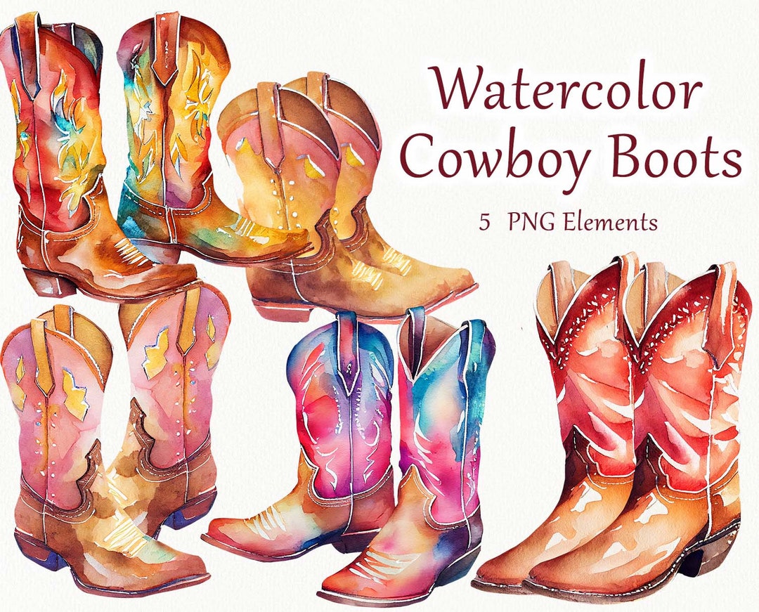 Cowboy Boots Watercolor Clipart. Boot Clipart. Cowgirl Boots Clipart ...