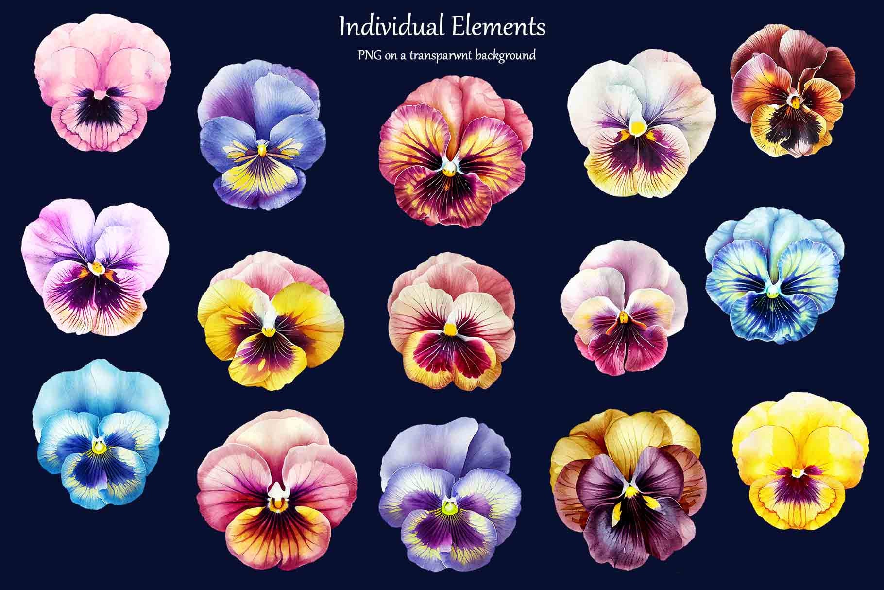Watercolor Pansy Flowers Clipart. Pansy Flowers Clipart. Floral Pansy ...