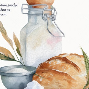 Baking Watercolor Clipart. Bread Clipart. Baking Supplies Illustration ...