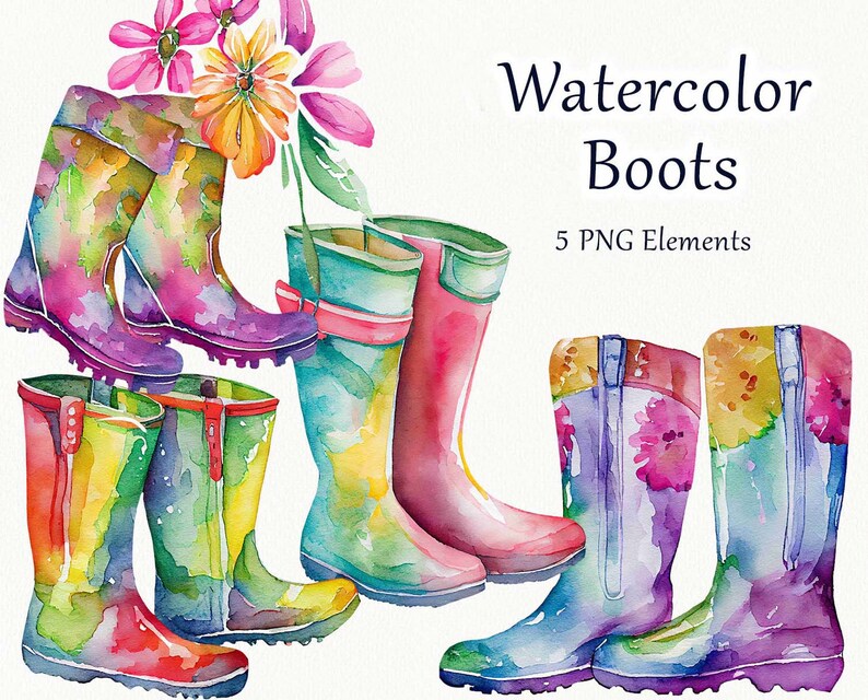 Boots Watercolor Clipart. Wellington Boot Clipart. Rain Boots Clipart ...
