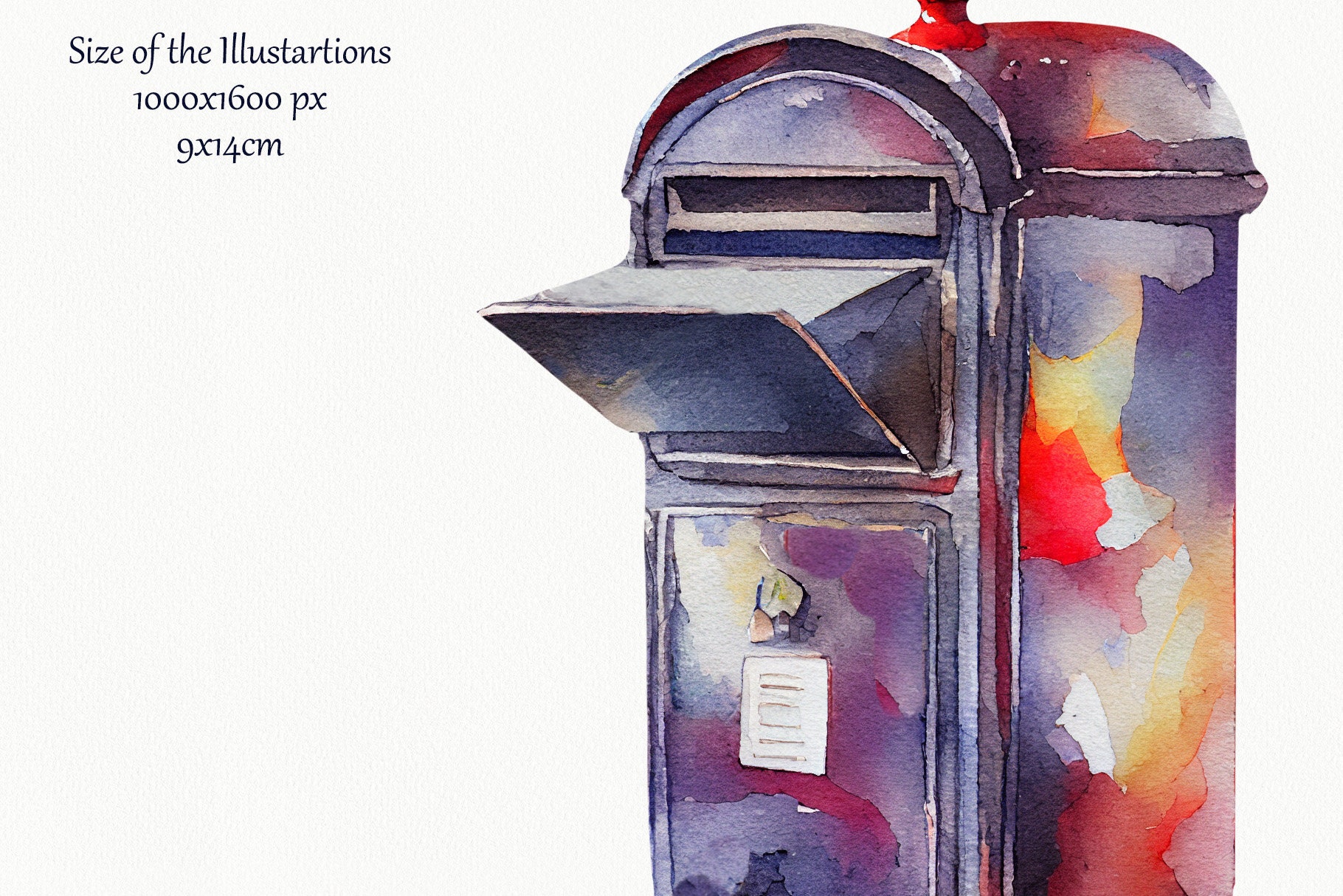 Mailbox Watercolor Clipart. Vintage Mail Clipart. British Postbox ...