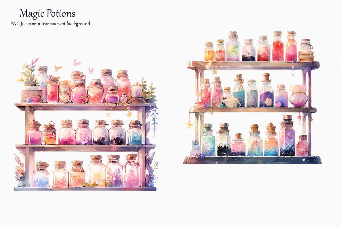 Watercolor Magic Potions Clipart. Potions Clipart. Alchemy - Etsy