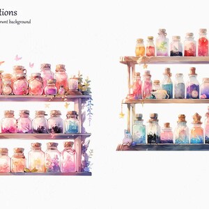 Watercolor Magic Potions Clipart. Potions Clipart. Alchemy Watercolor ...