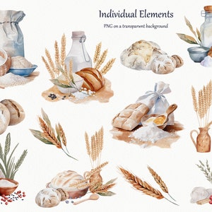 Baking Watercolor Clipart. Bread Clipart. Baking Supplies Illustration ...