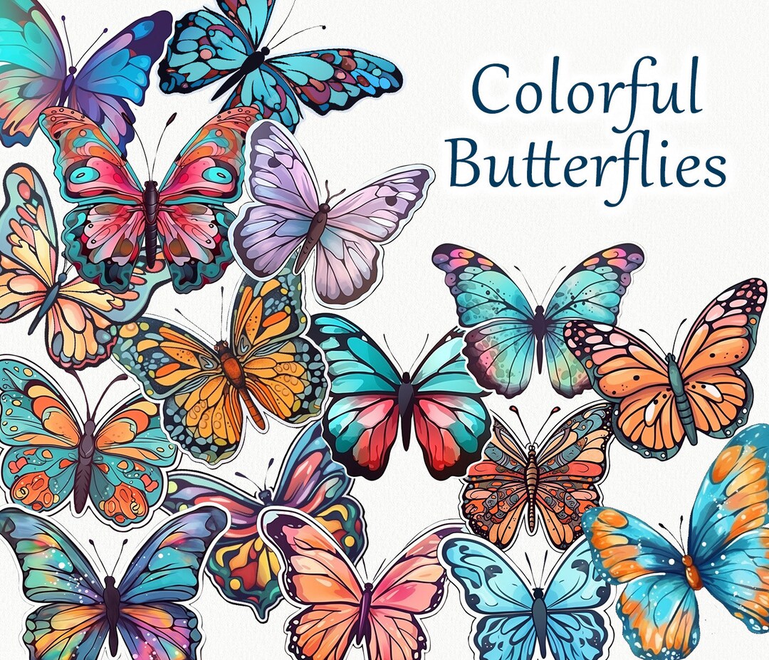 Butterflies Clipart. Painted Butterfly Clipart. Butterfly Illustrations ...