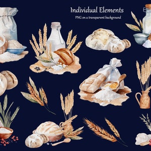 Baking Watercolor Clipart. Bread Clipart. Baking Supplies Illustration ...