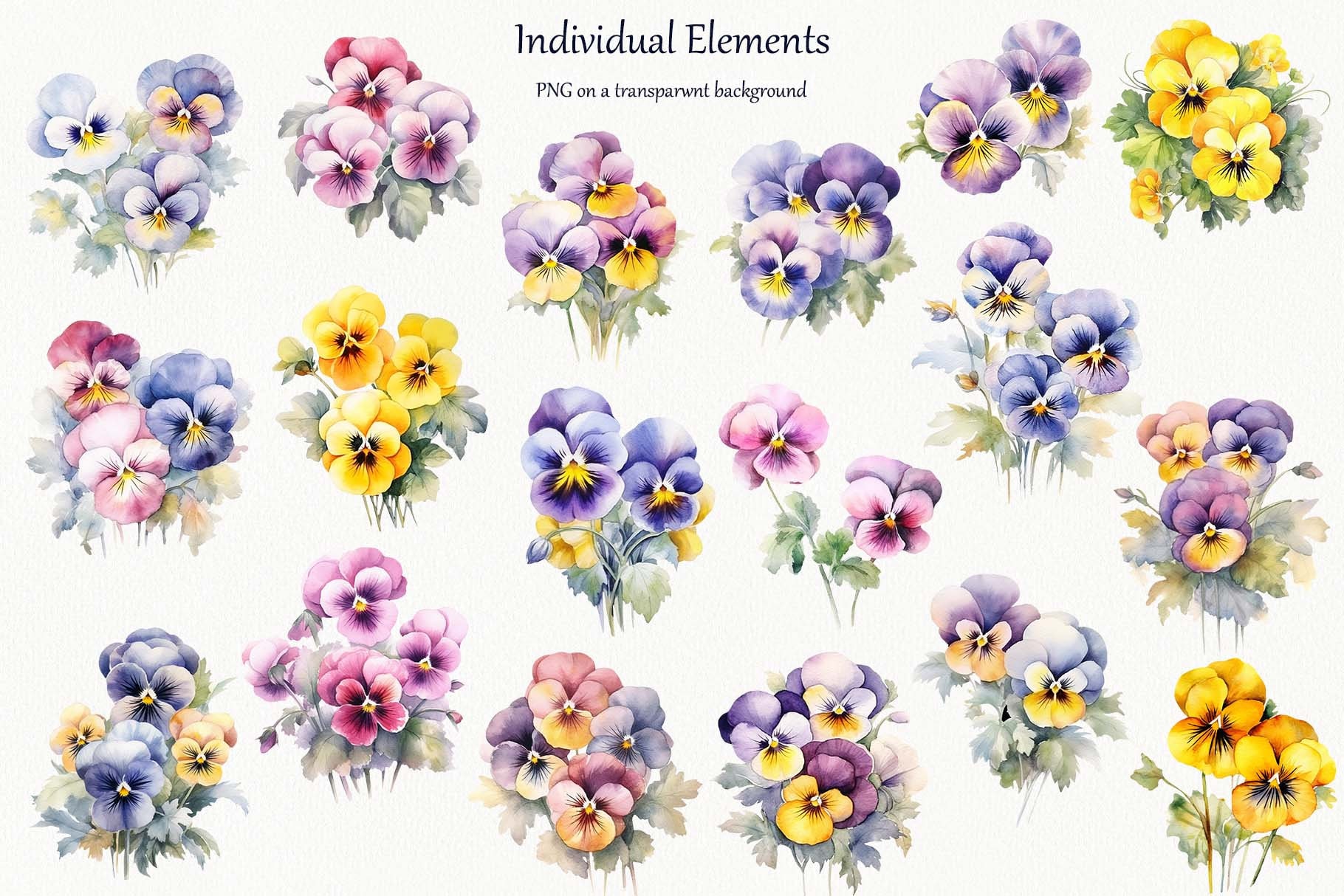 Watercolor Pansy Flowers Clipart. Pansy Flowers Clipart. Floral Pansy ...