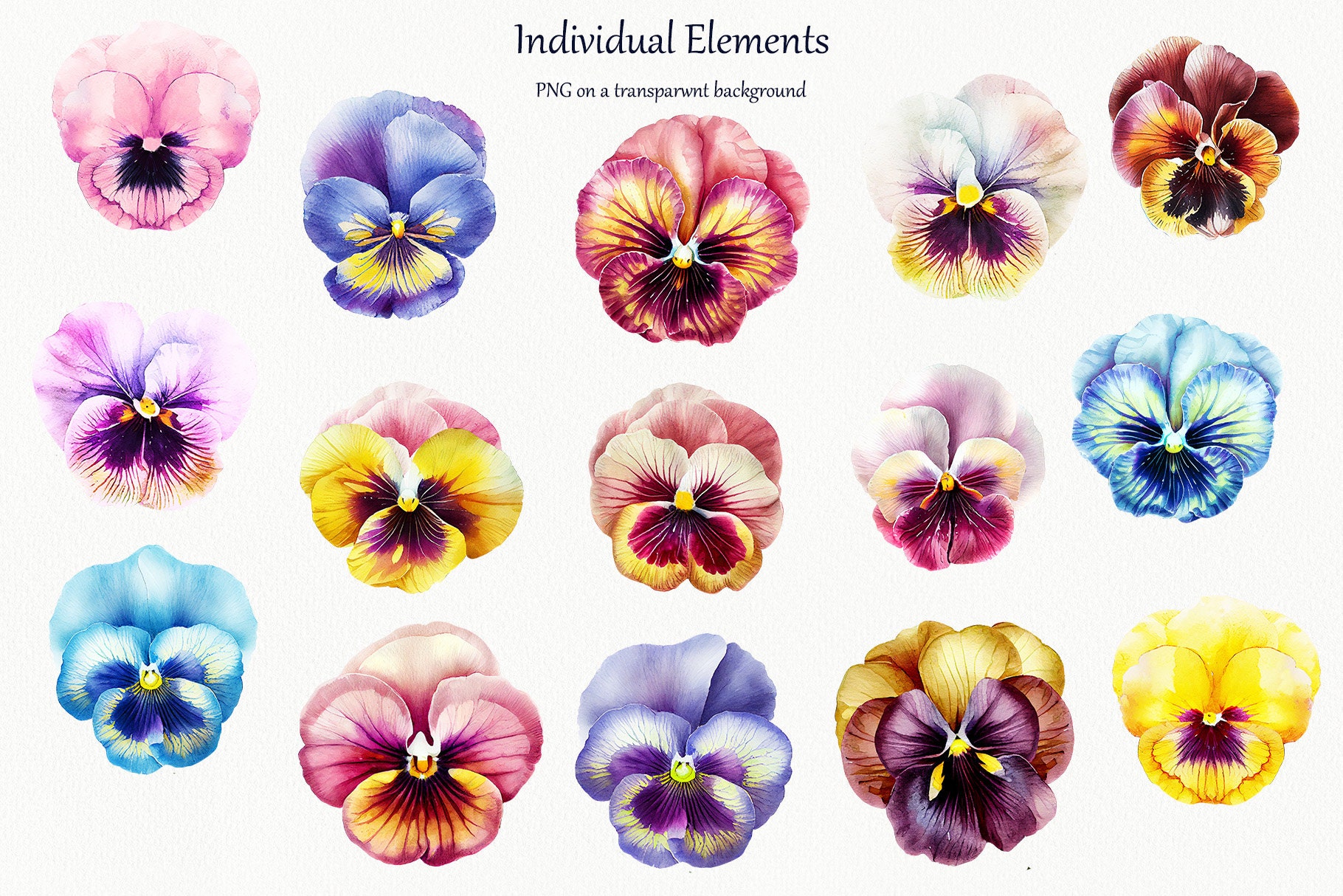 Watercolor Pansy Flowers Clipart. Pansy Flowers Clipart. Floral Pansy ...