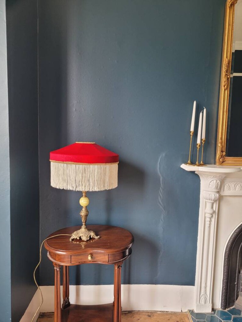 Red Victorian Lampshade, Handsewn, Handmade Lampshade, Downton Abbey ...