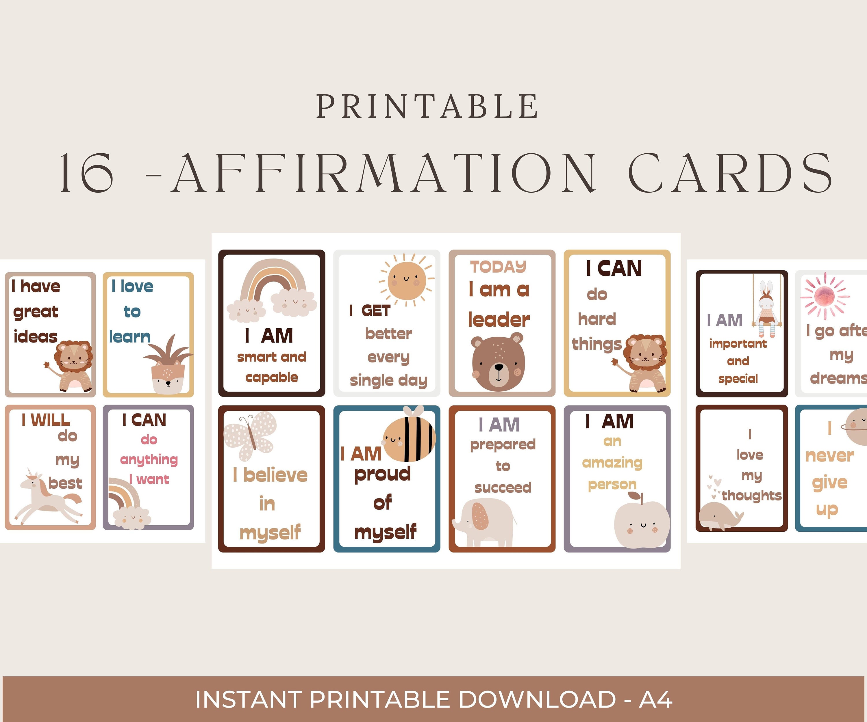 Boho Affirmation Cards for Kids Affirmation Cards Flash - Etsy