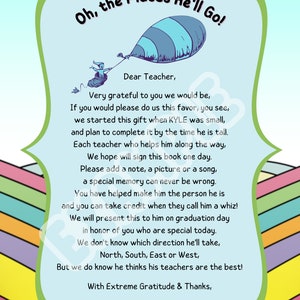 Oh the Places You'll Go Memory Book: Teacher Letter Instructions ...