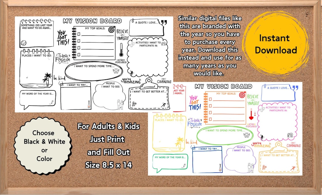 Printable Family Vision Board Template | Goal Setting for Kids and ...