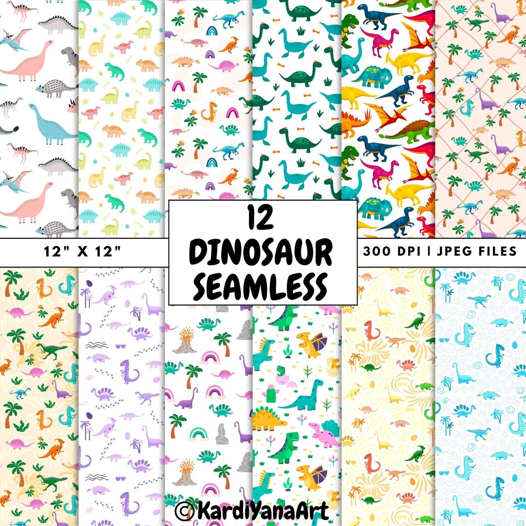 Dinosaur Seamless Digital Paper Jurassic Background Pattern - Etsy