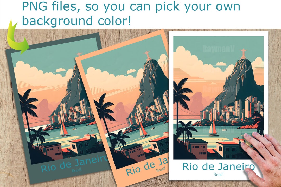 Rio De Janeiro, Brazil Retro Art Print. Rio De Janeiro, Brazil Wall Art ...