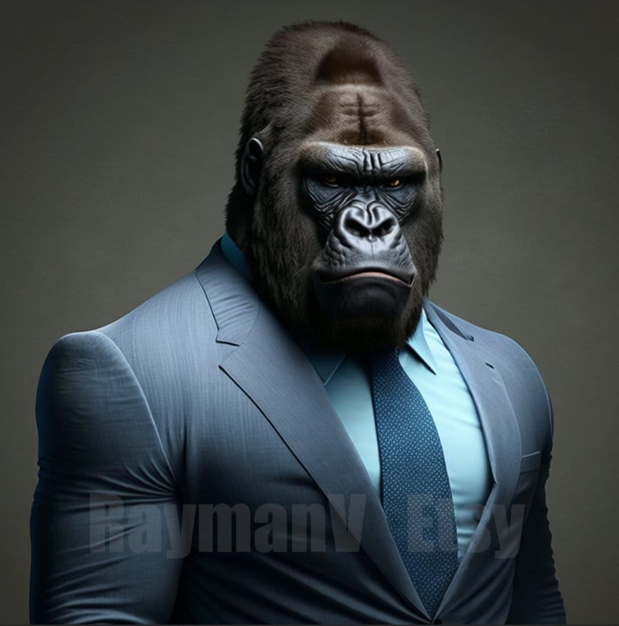 Gorilla in a Suit. Digital Art. Instant Download. for on a Canvas or in ...